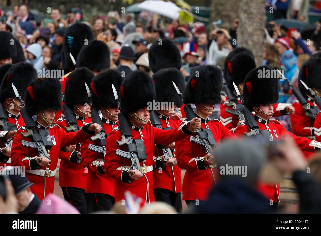 Military procession makes its way down the Mall following King Charles ...