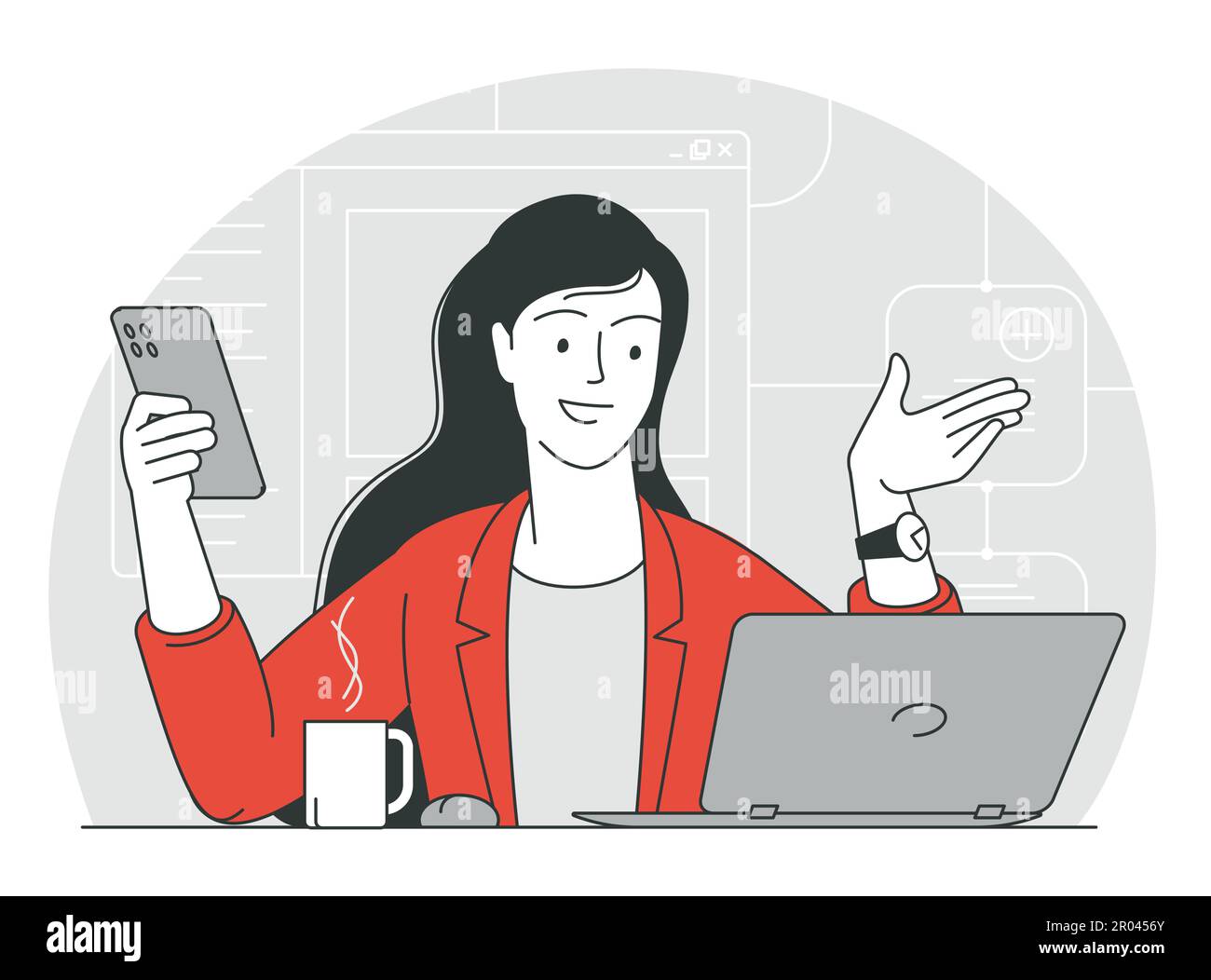 Businessman working modern tablet Stock Vector Images - Alamy