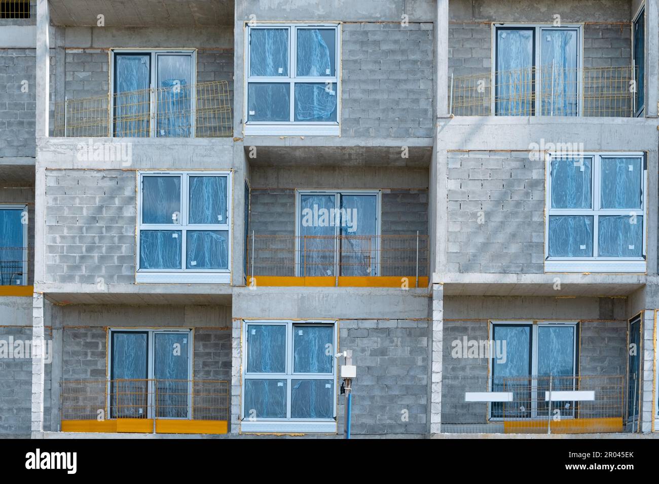 Windows installing Building work on the construction site in Europe ...