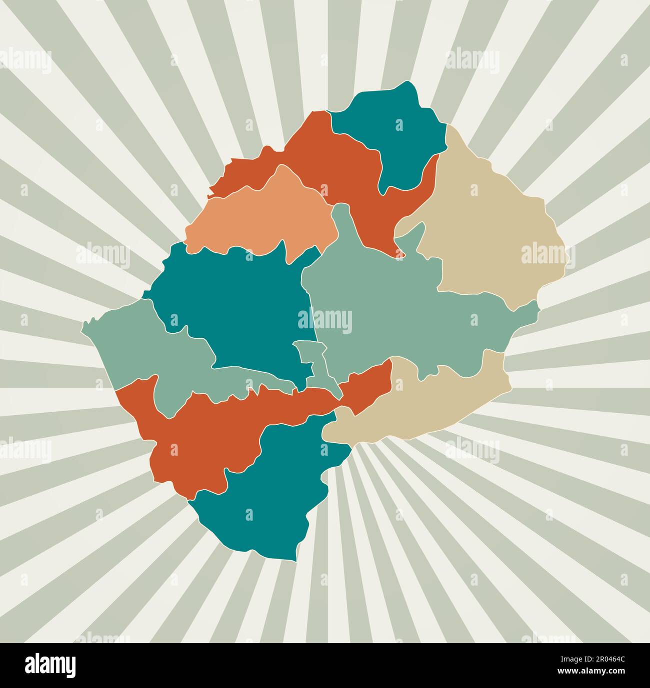 Lesotho map. Poster with map of the country in retro color palette ...