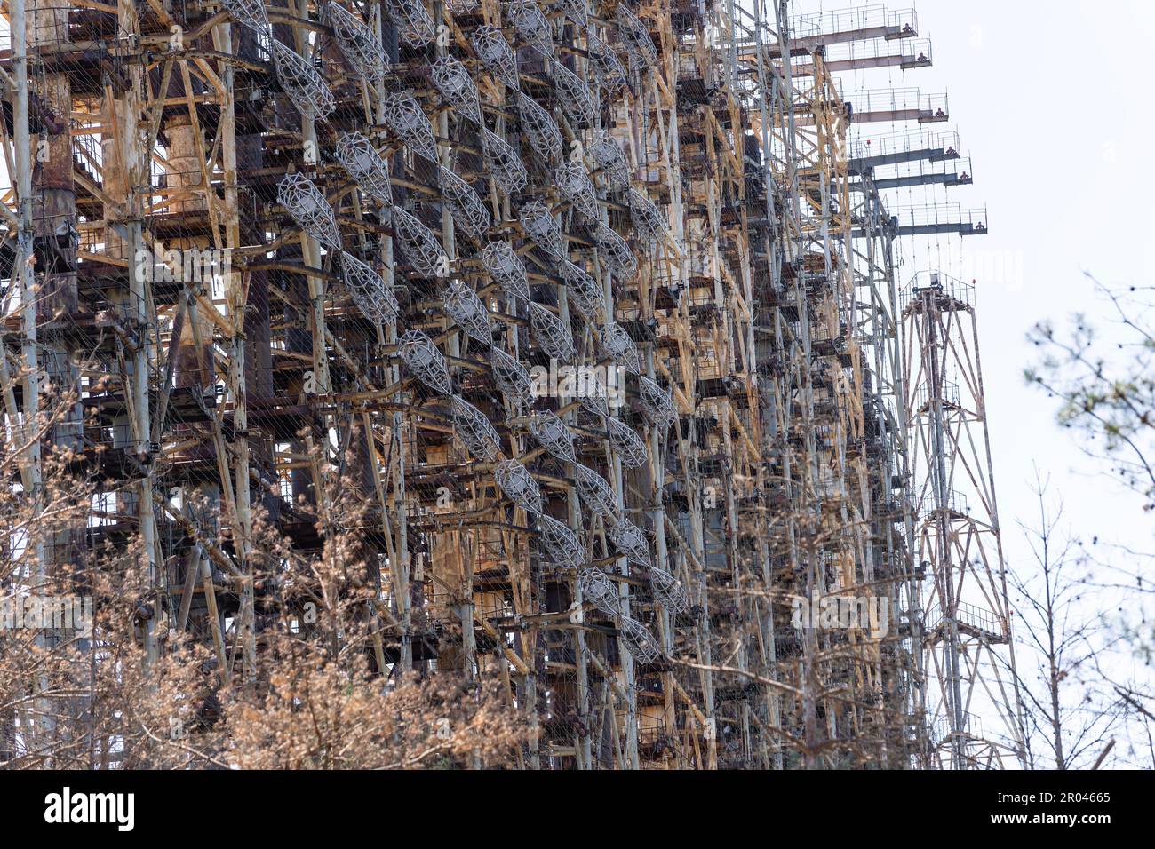 View of Russian built military installation on Duga radar receiver in ...