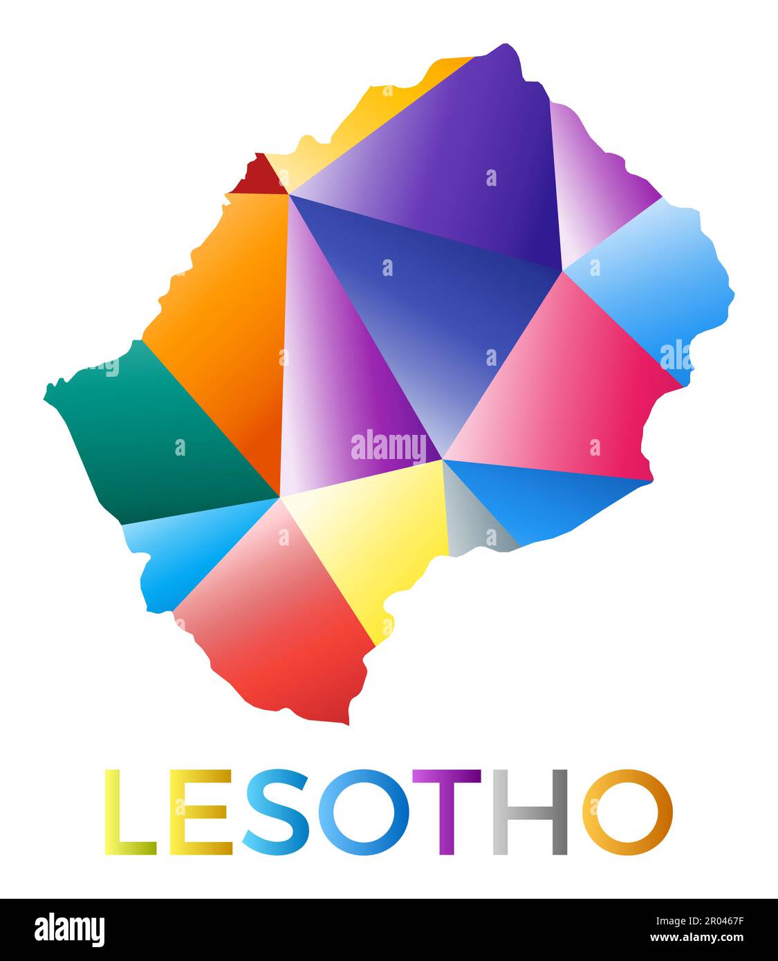 Bright colored Lesotho shape. Multicolor geometric style country logo. Modern trendy design ...