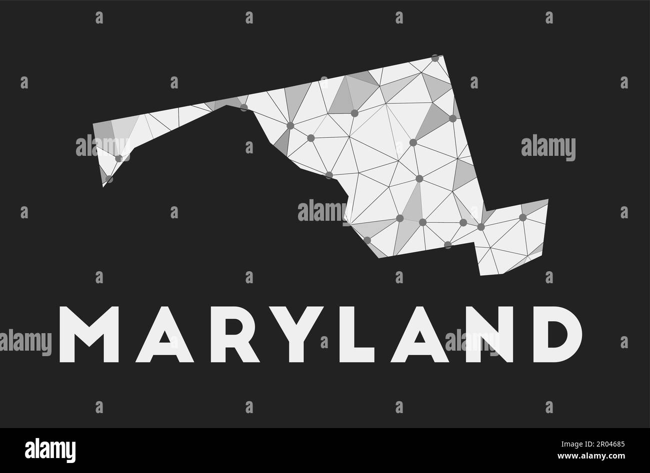 Maryland - communication network map of us state. Maryland trendy ...