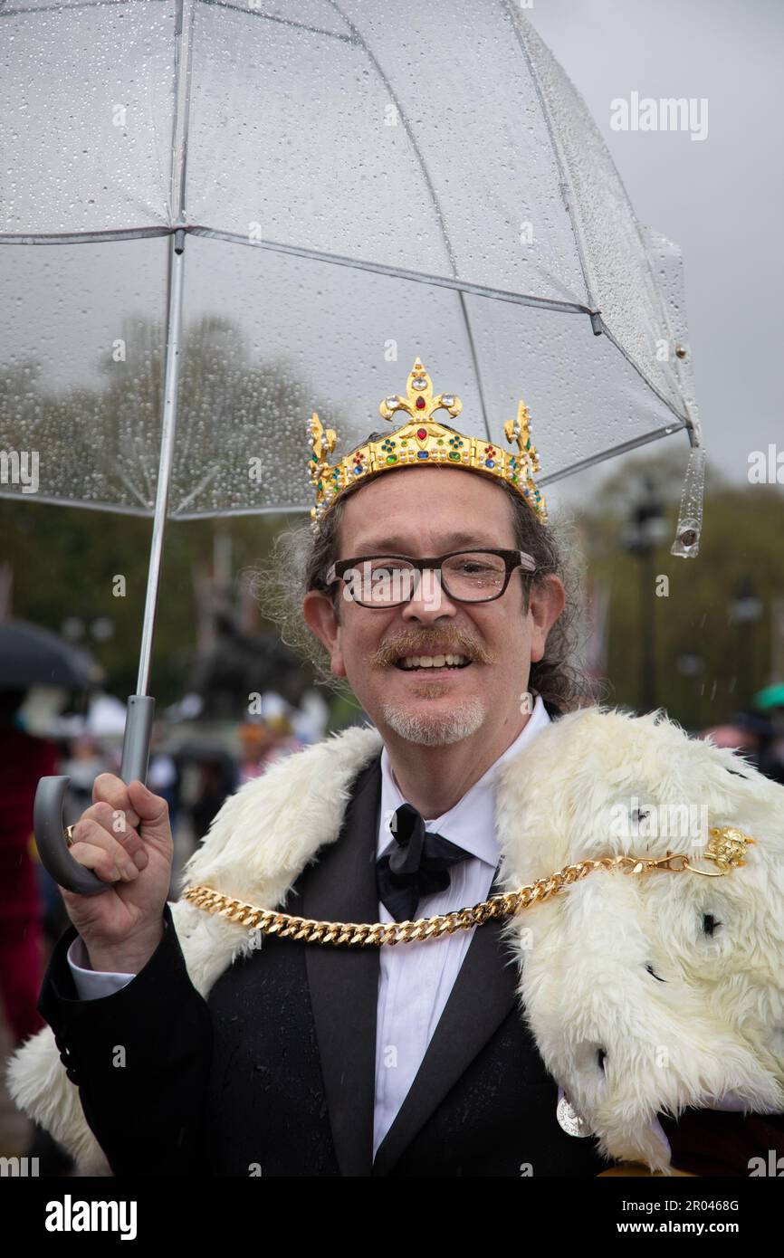 London, UK. 6th May 2023. Royal Superfan Aaron Gibson-Evans still looks ...