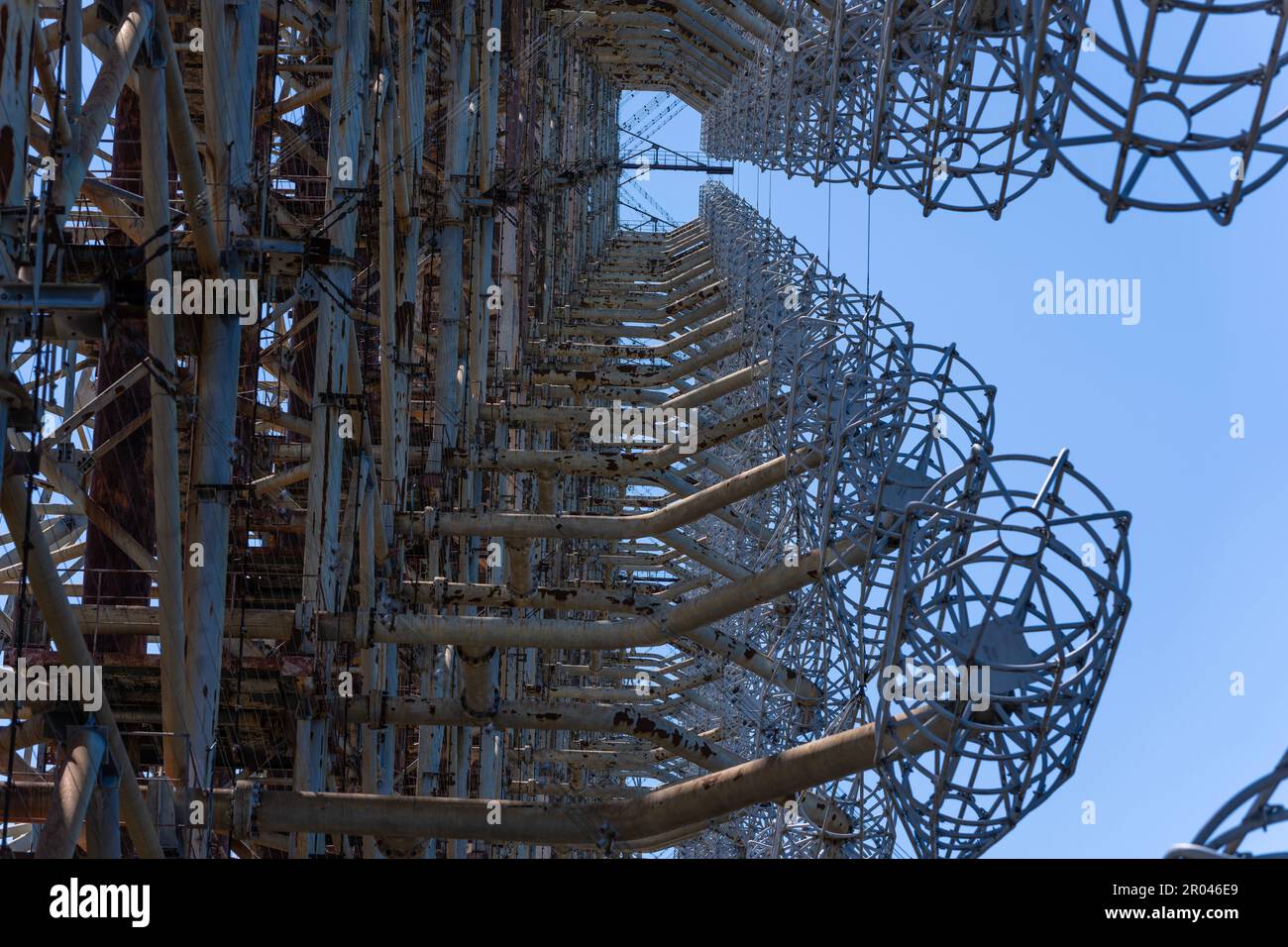 View of Russian built military installation on Duga radar receiver in ...