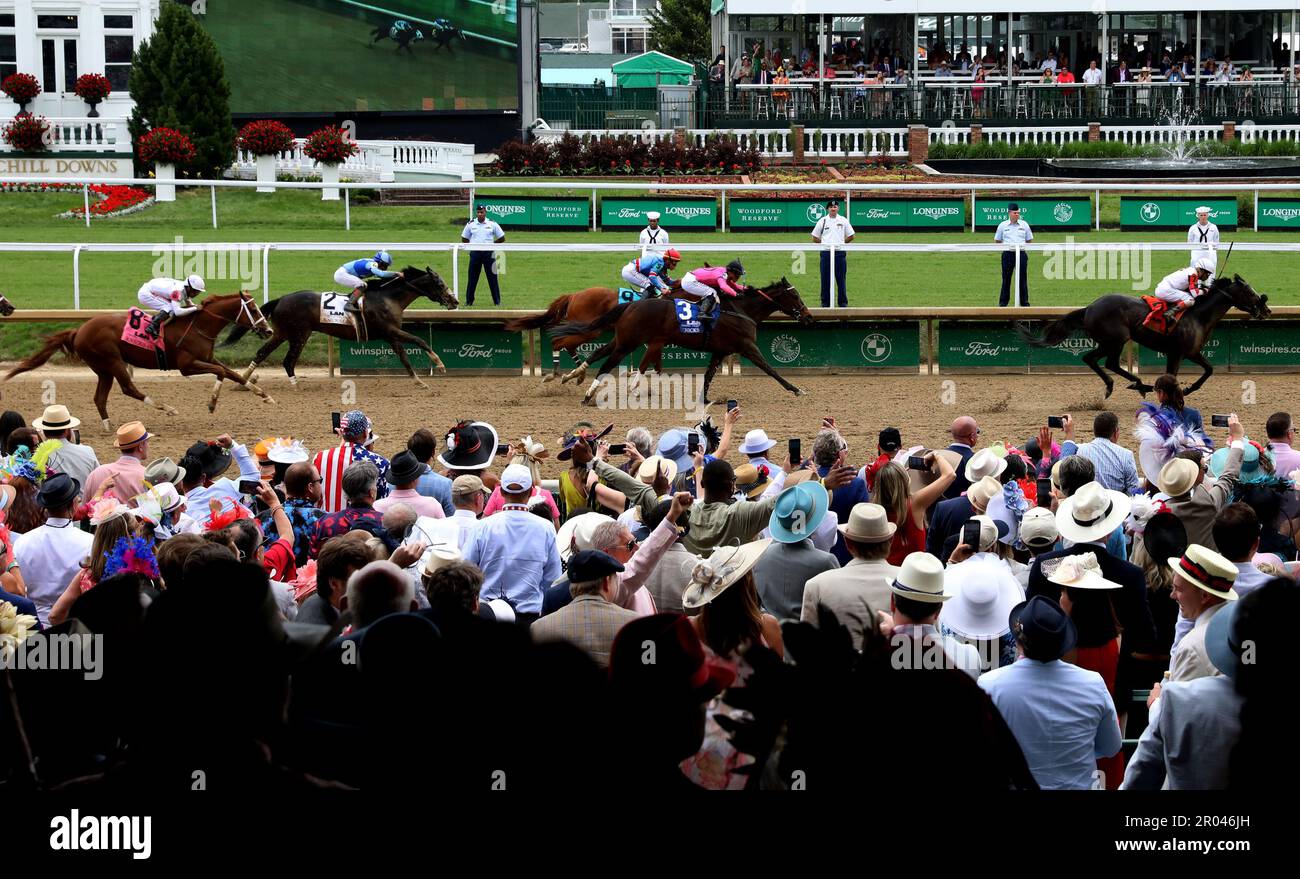 Louisville, United States. 06th May, 2023. Horse racing fans cheer for ...