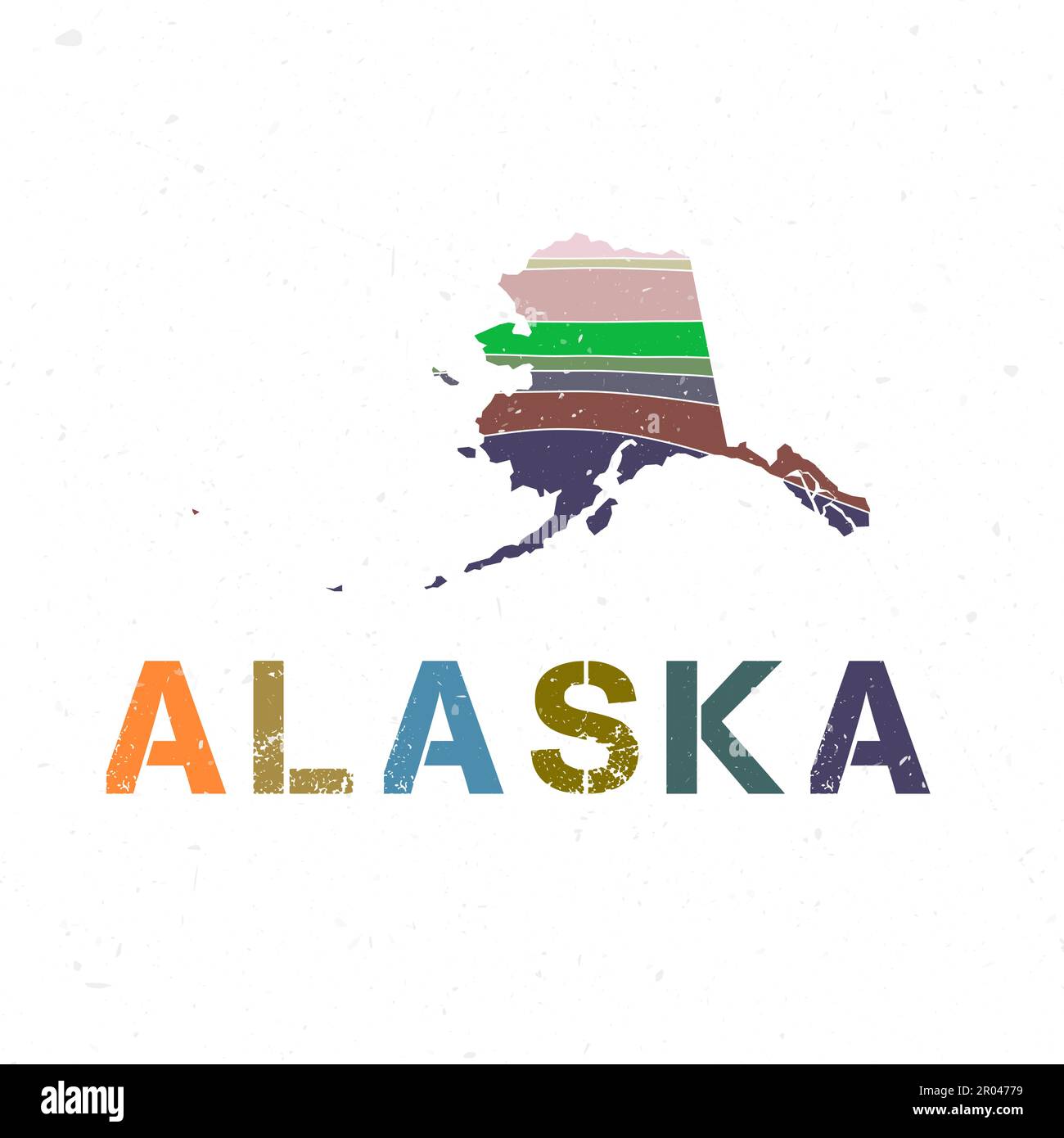Alaska map design. Shape of the US state with beautiful geometric waves ...