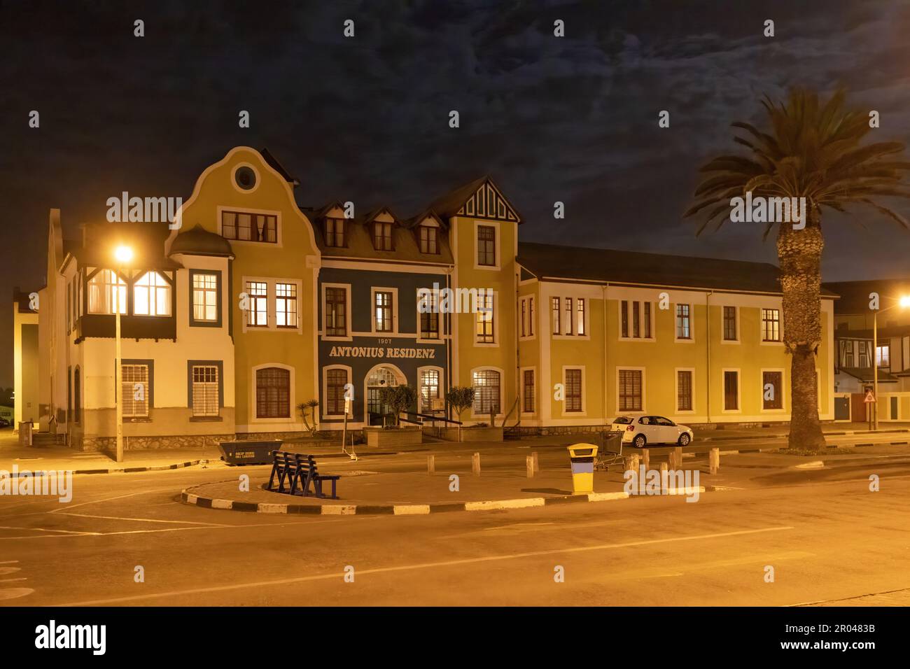building at night in swakopmund, Namibia Stock Photo - Alamy
