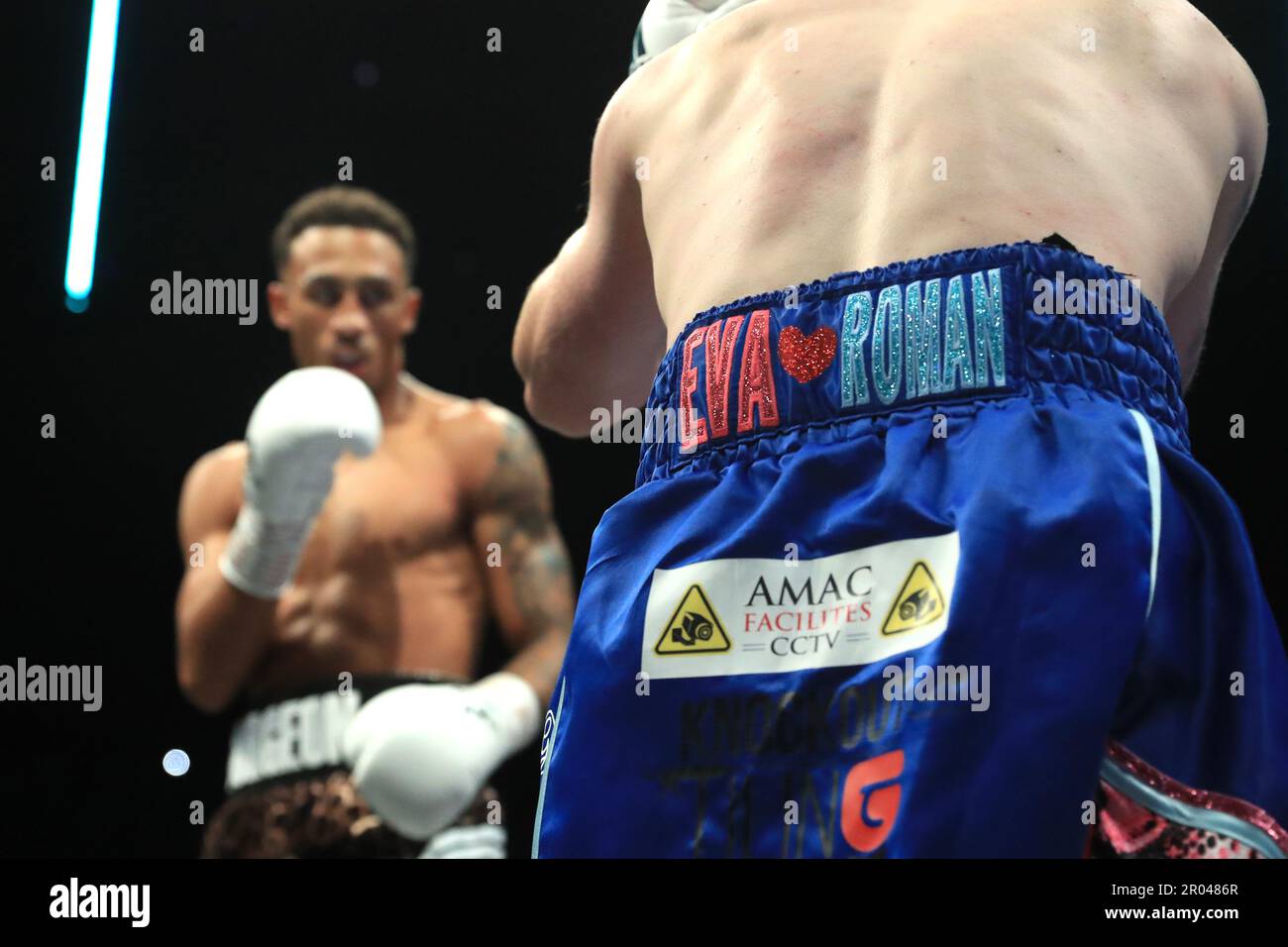 Close up of Jordan Grant's shorts (right) with Benjamin Whittaker in ...