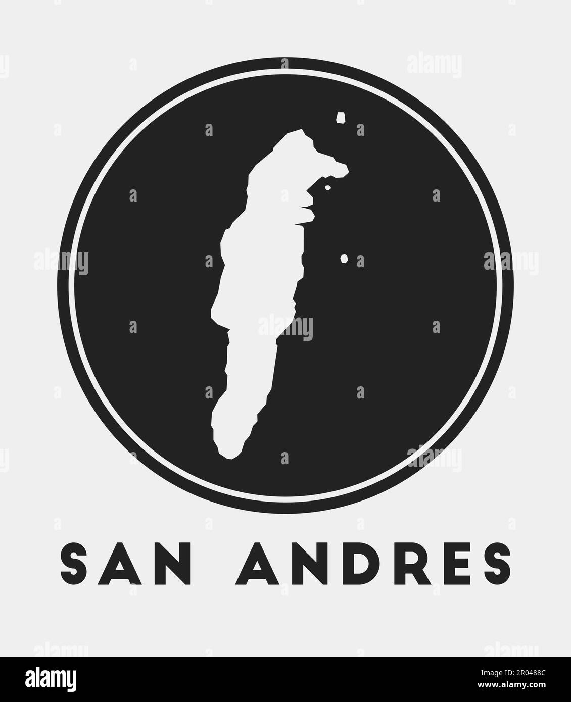 San Andres icon. Round logo with island map and title. Stylish San ...