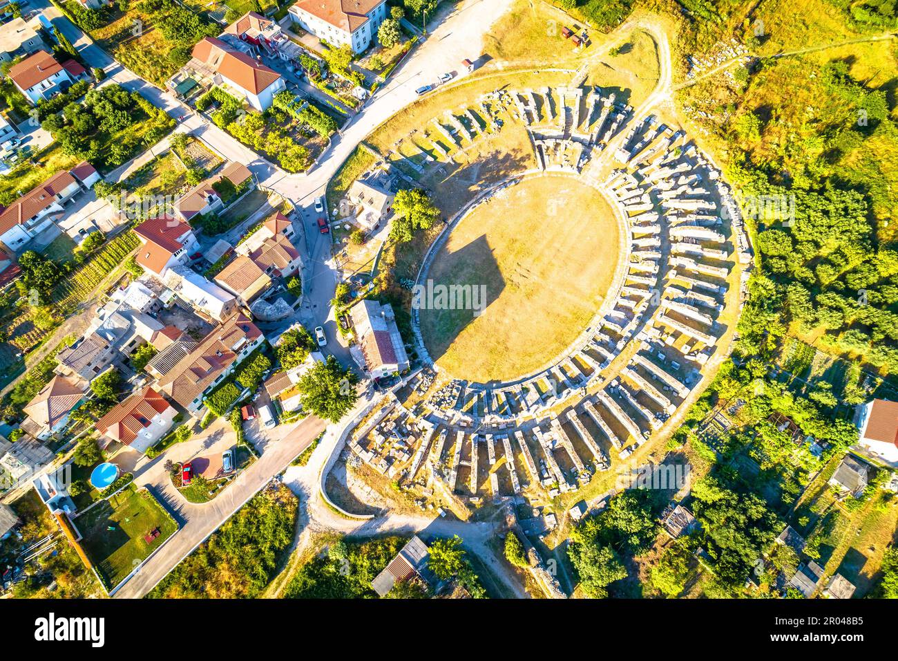 Ancient Salona or Solin amphitheater aerial view, Split region of ...