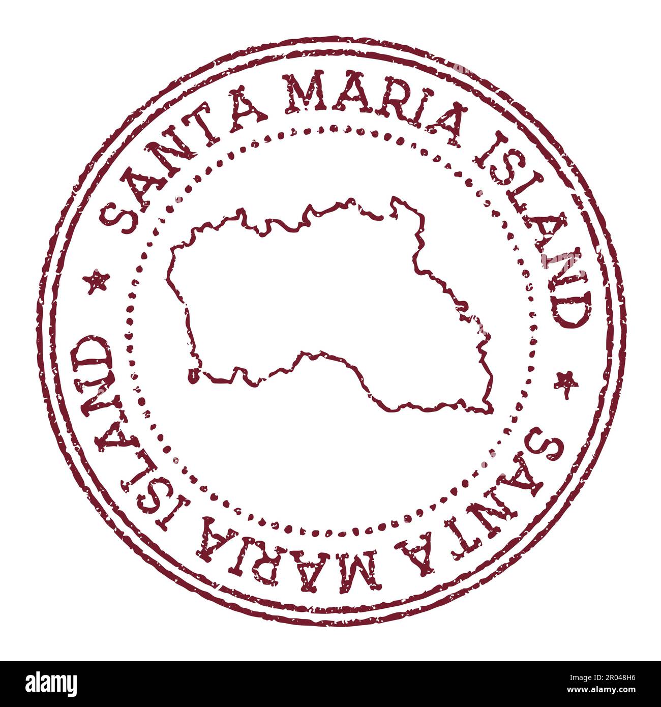 Santa Maria Island round rubber stamp with island map. Vintage red ...