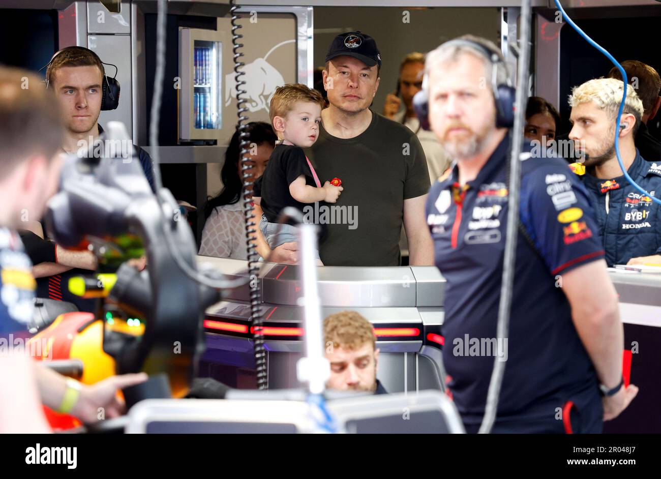 Miami, USA. 6th May, 2023. Elon Musk with son X AE A-XII, F1 Grand Prix ...