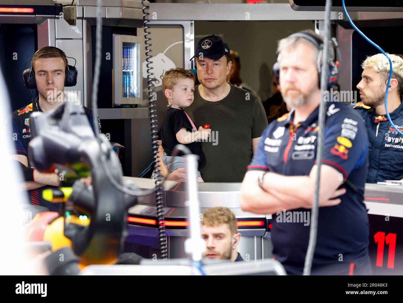 Miami, USA. 6th May, 2023. Elon Musk with son X AE A-XII, F1 Grand Prix ...