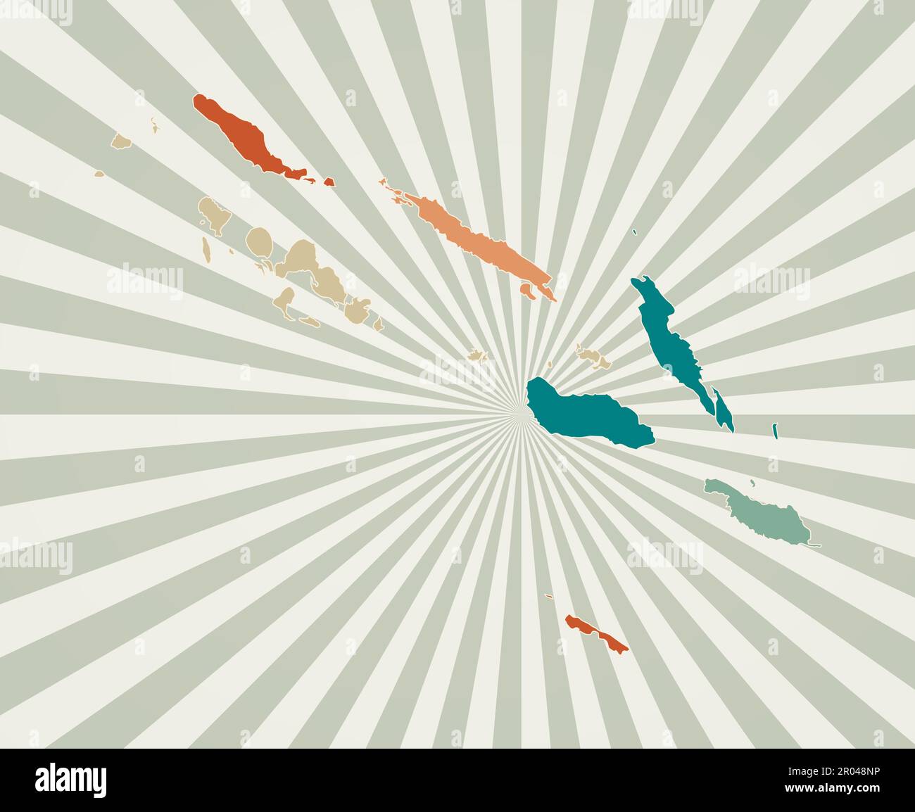 Solomon Islands map. Poster with map of the country in retro color ...