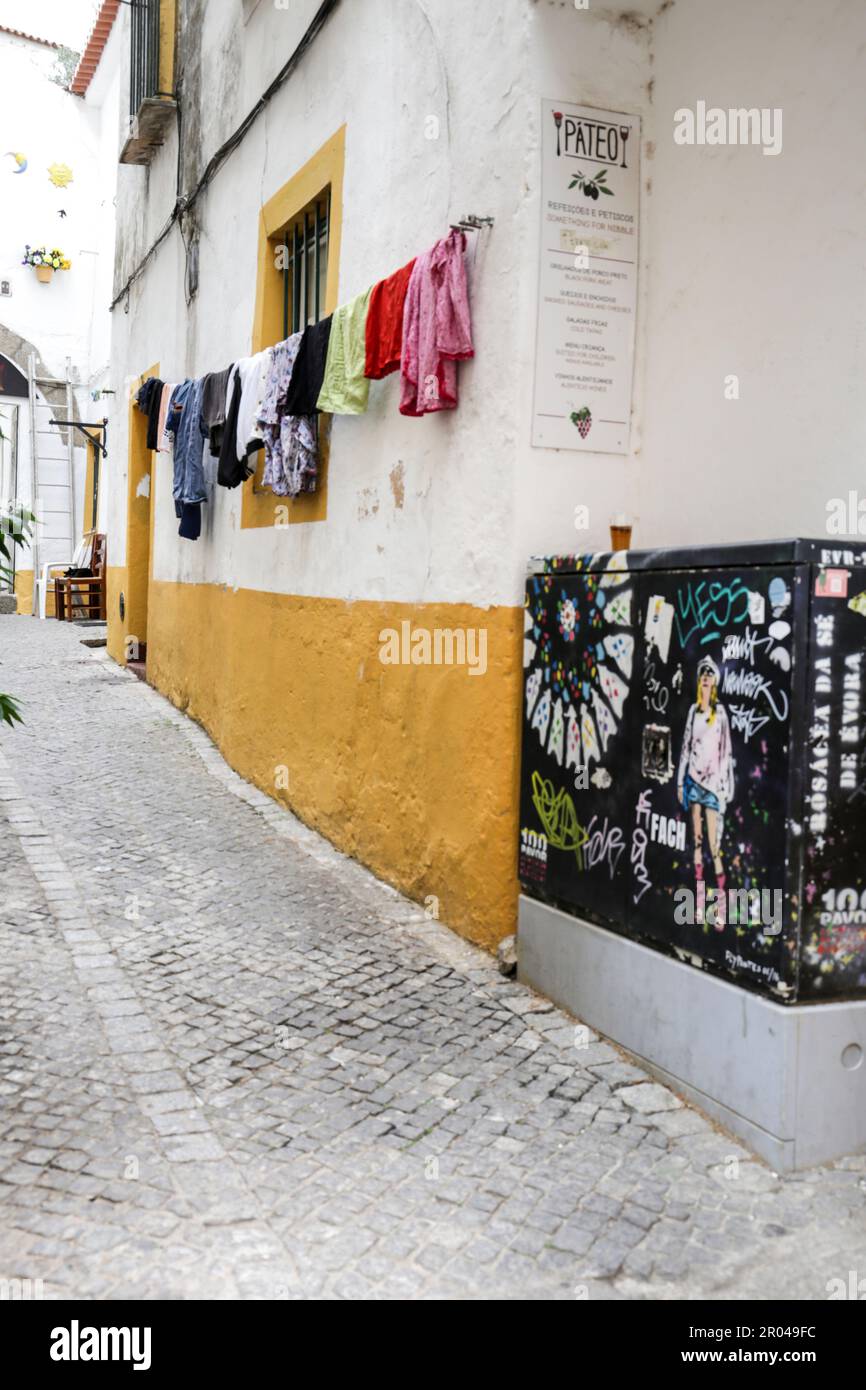 Evora, Portugal- October 10, 2022:Typical Portuguese facades and ...