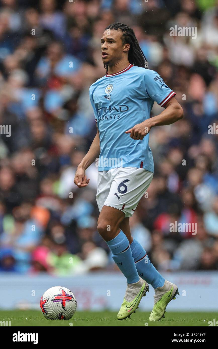 Nathan Aké #6 of Manchester City in action during the Premier League ...
