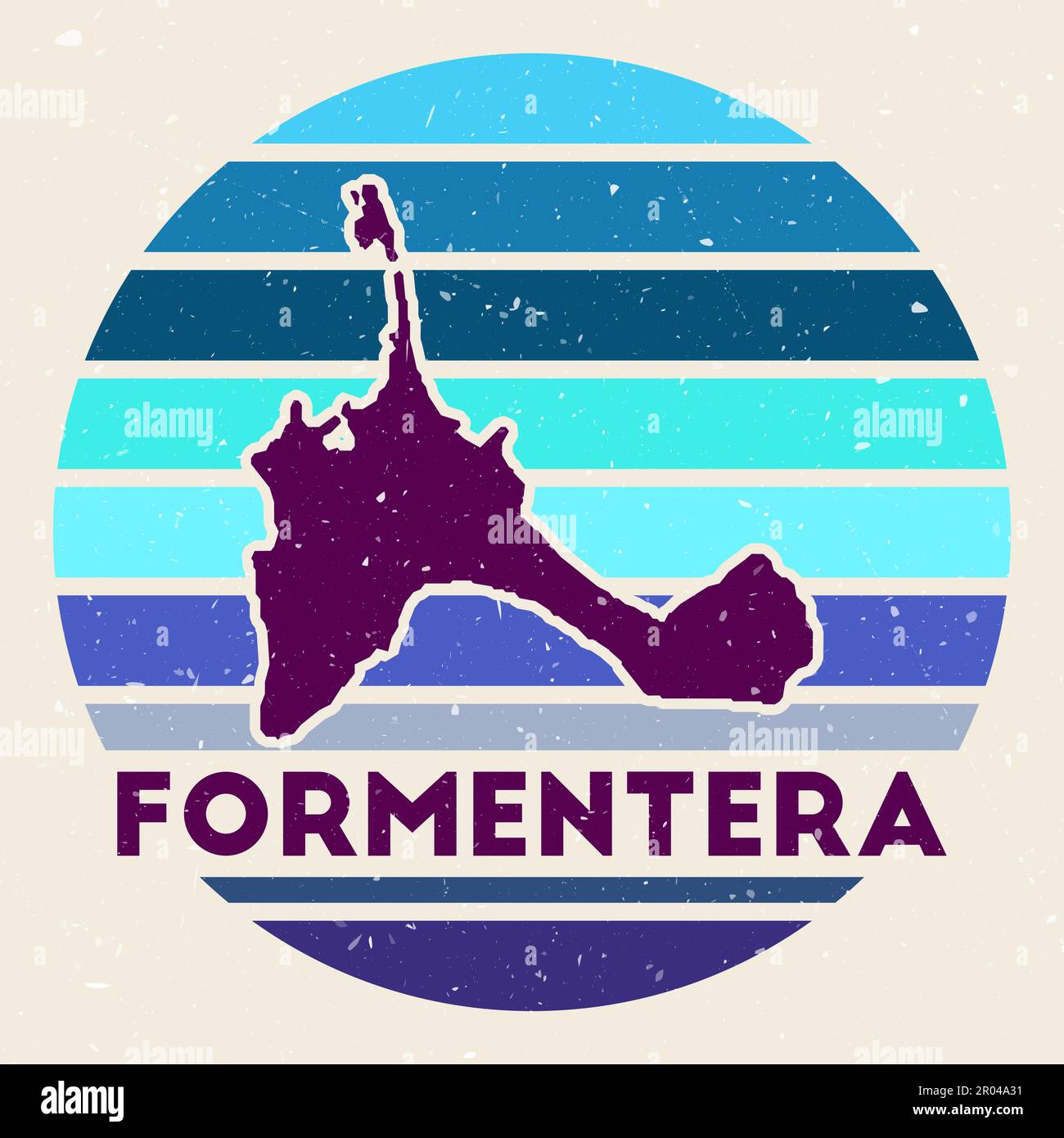 Formentera logo. Sign with the map of the island and colored stripes ...