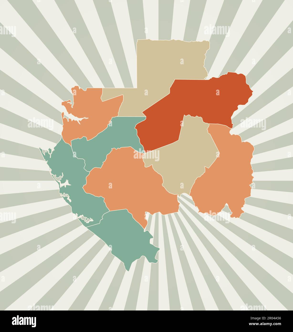 Gabon map. Poster with map of the country in retro color palette. Shape ...