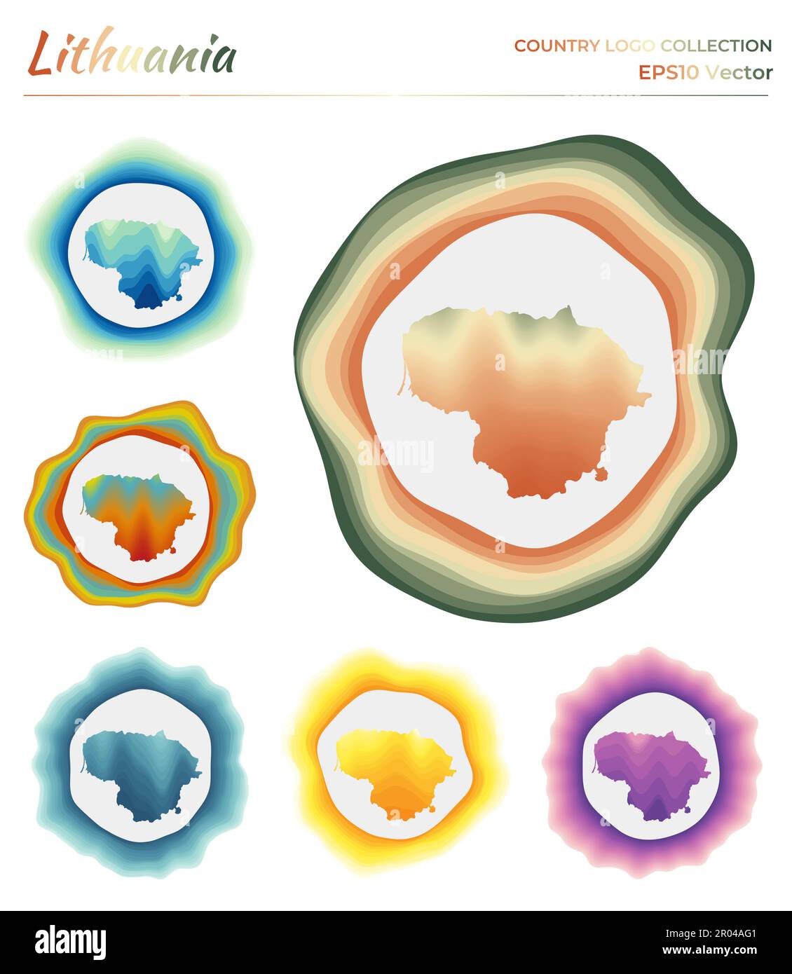 Lithuania logo collection. Colorful badge of the country. Layers around ...