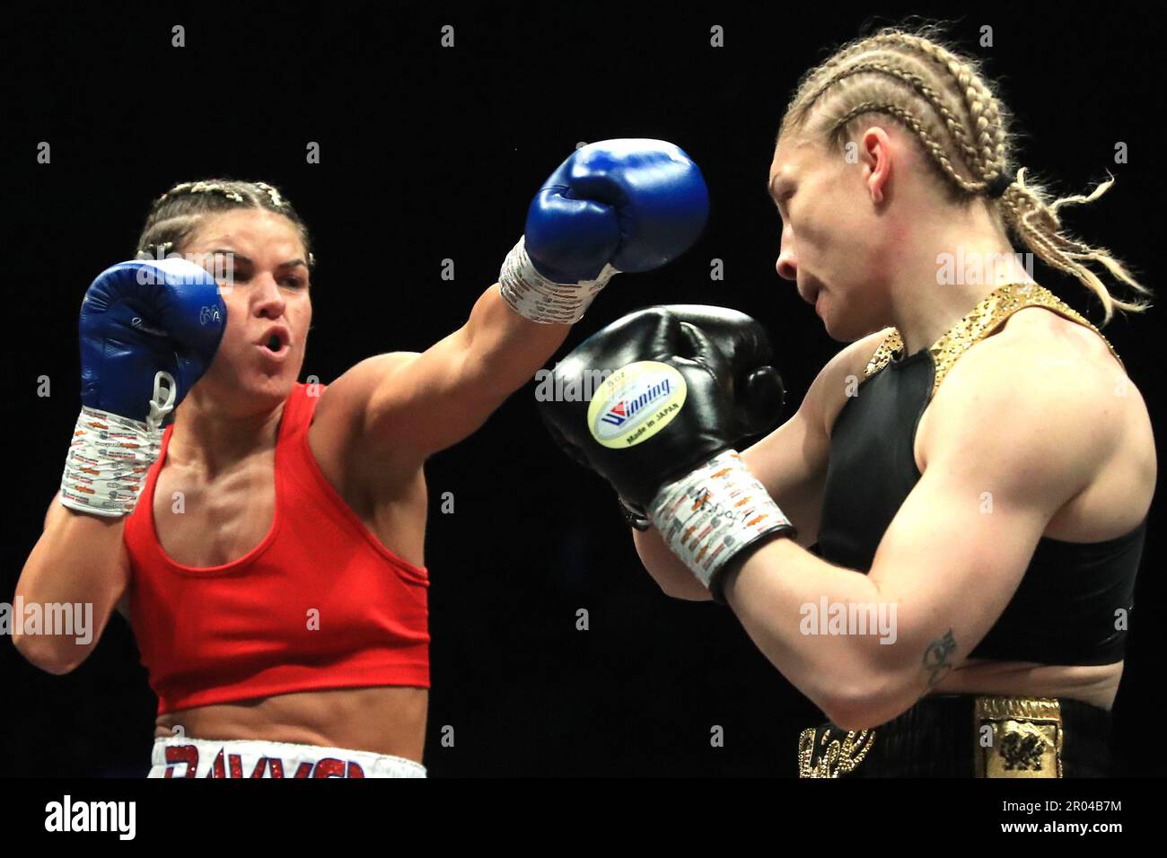 Kirstie Bavington (left) in action against Lauren Price in the ...