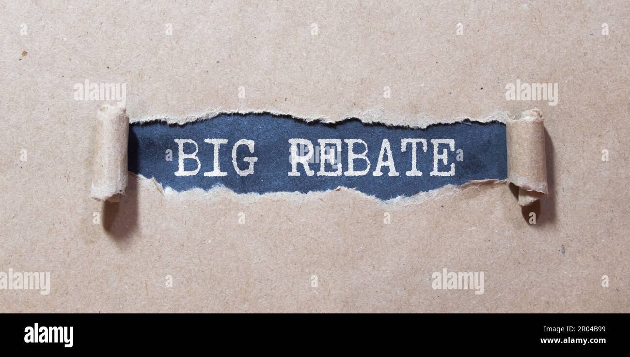 Handwriting text Big Rebate. Concept meaning Huge rewards that can get ...