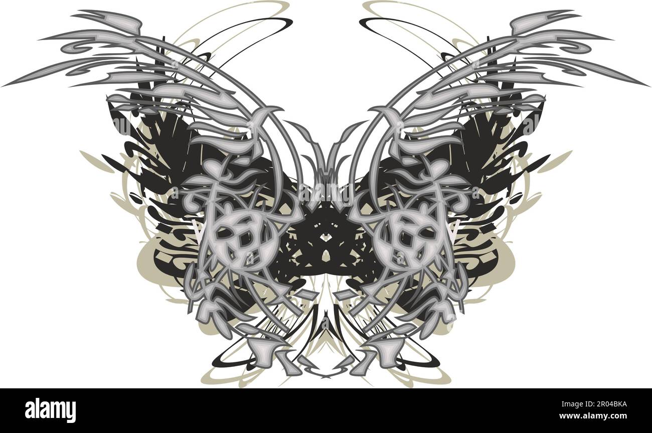 Scary floral butterfly wings isolated on white for shield or sport ...