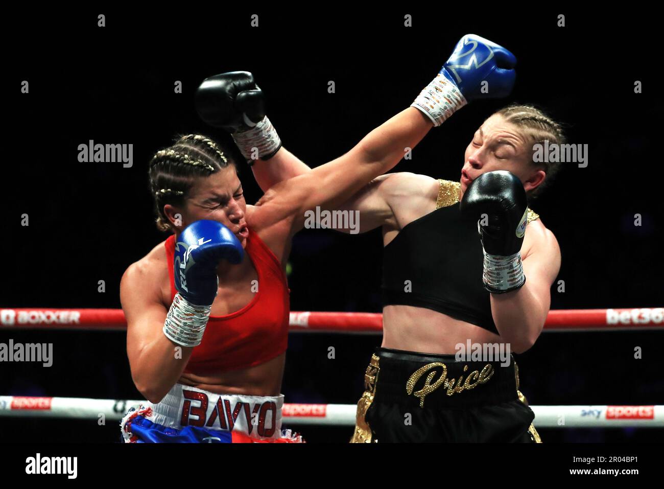 Kirstie Bavington (left) in action against Lauren Price in the ...
