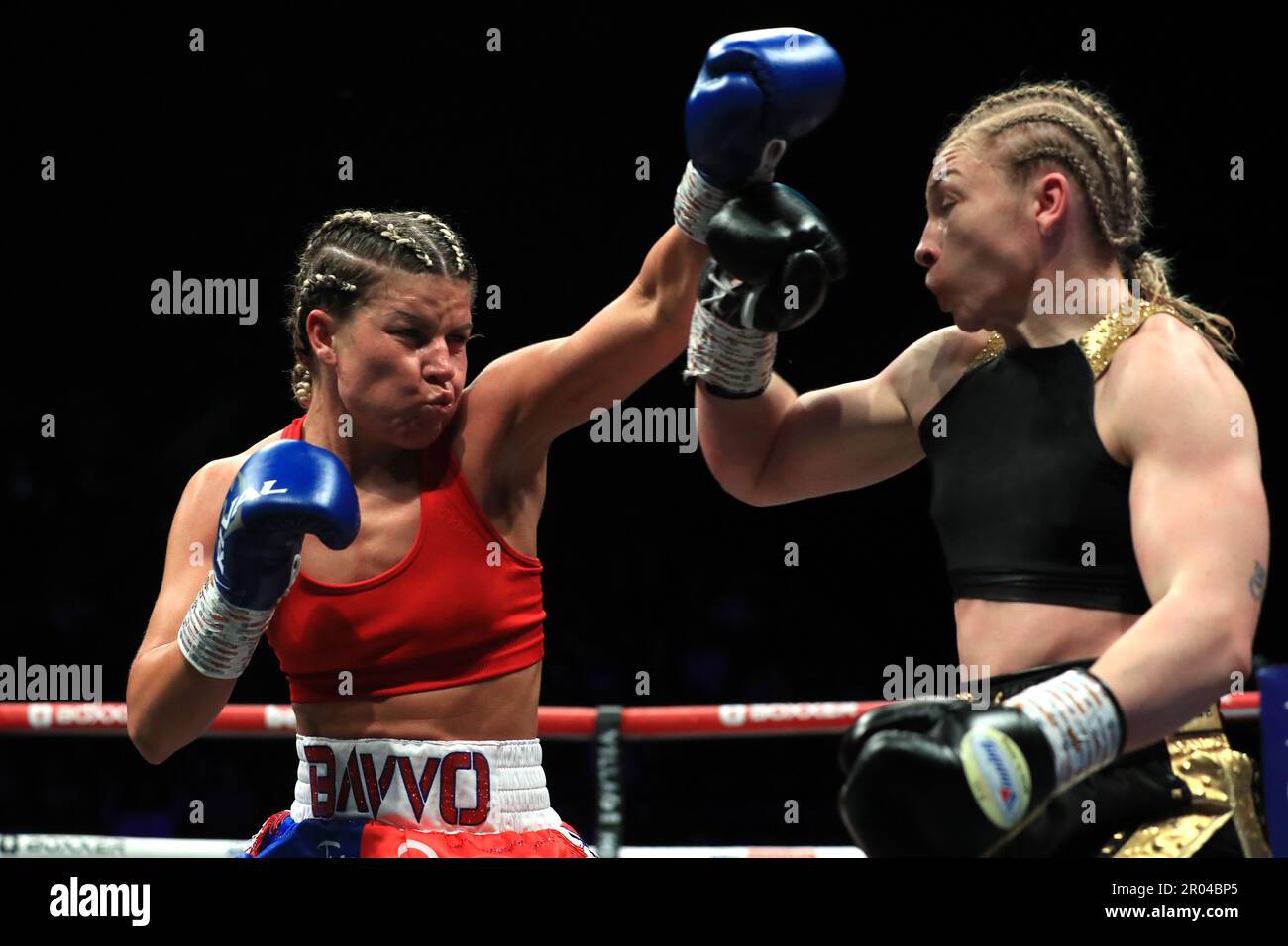 Kirstie Bavington (left) in action against Lauren Price in the ...