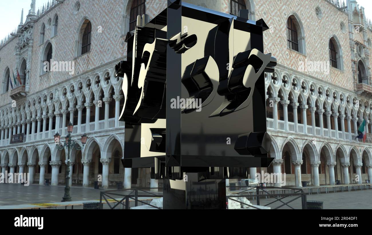 3D Illustration in Arabic of the holy name of the ninth Imam of Shias ...