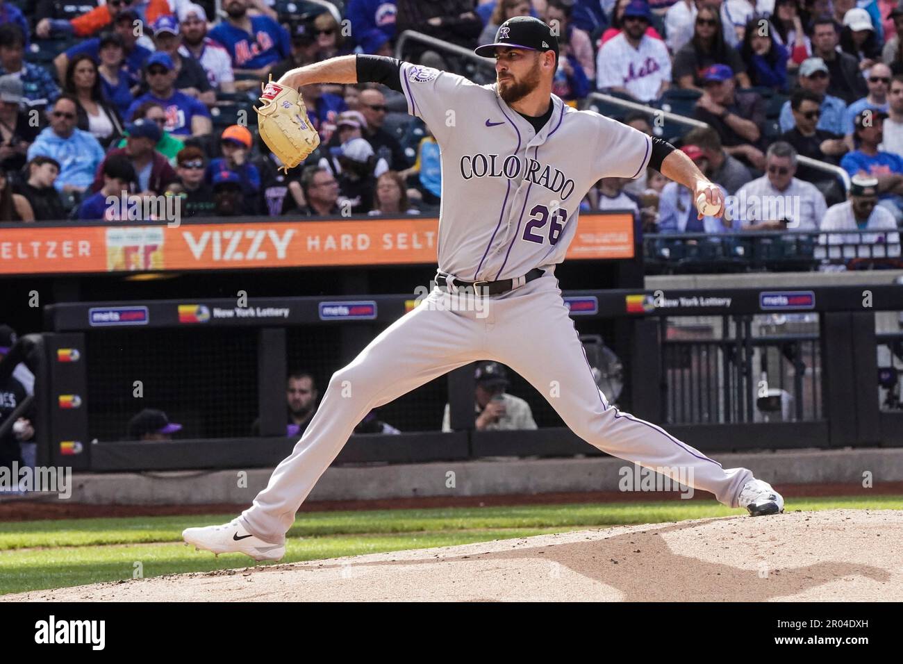 Colorado Rockies Austin Gomber throws against the New York Mets during ...