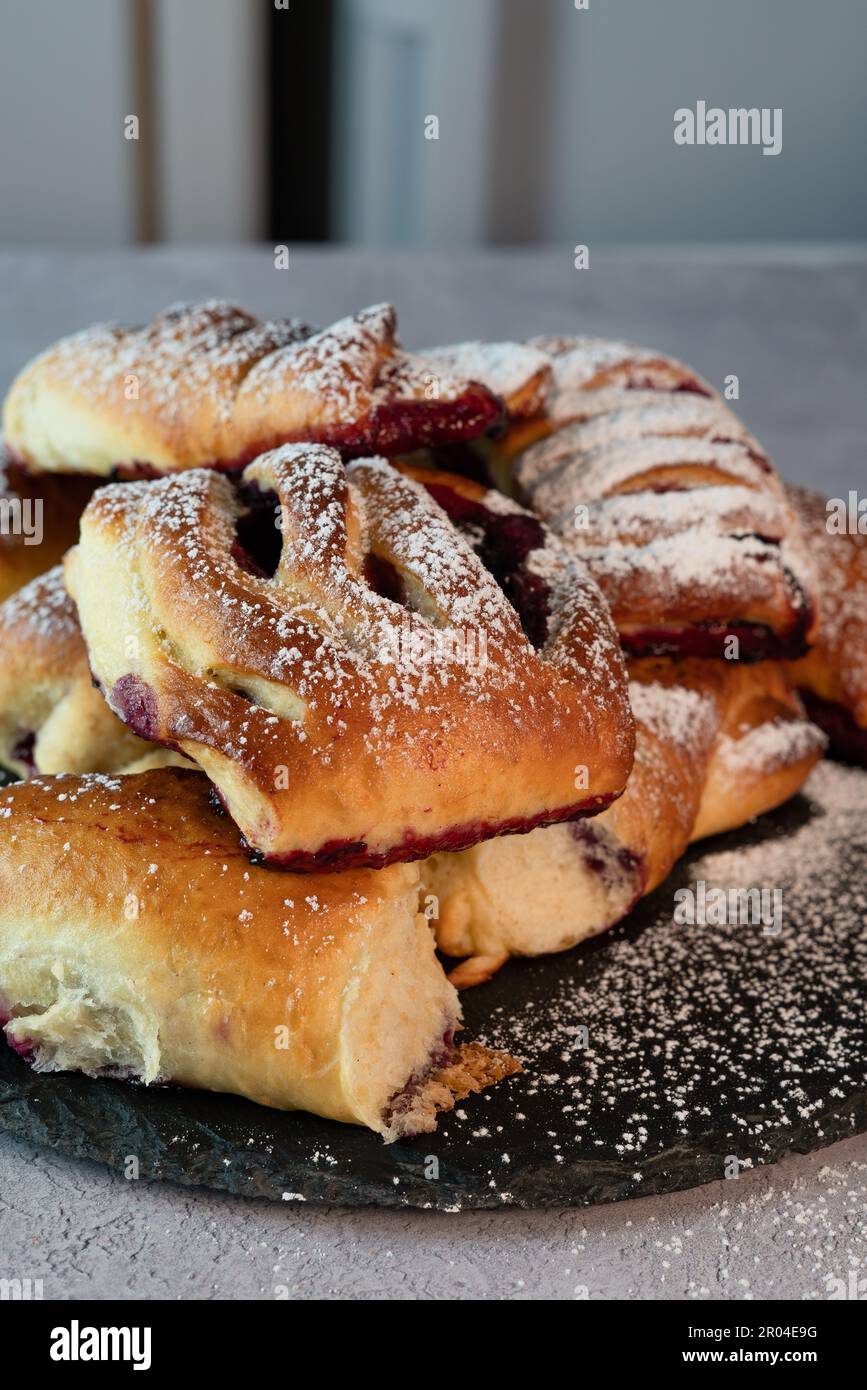 Indulge in the sweetness of these delectable blueberry-filled buns ...