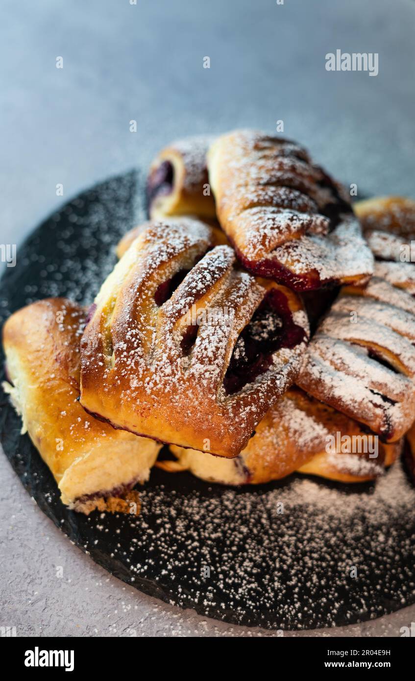 Indulge in the sweetness of these delectable blueberry-filled buns ...