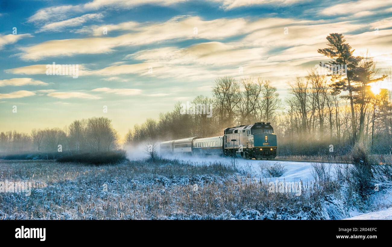 Via Rail train in the winter Stock Photo - Alamy