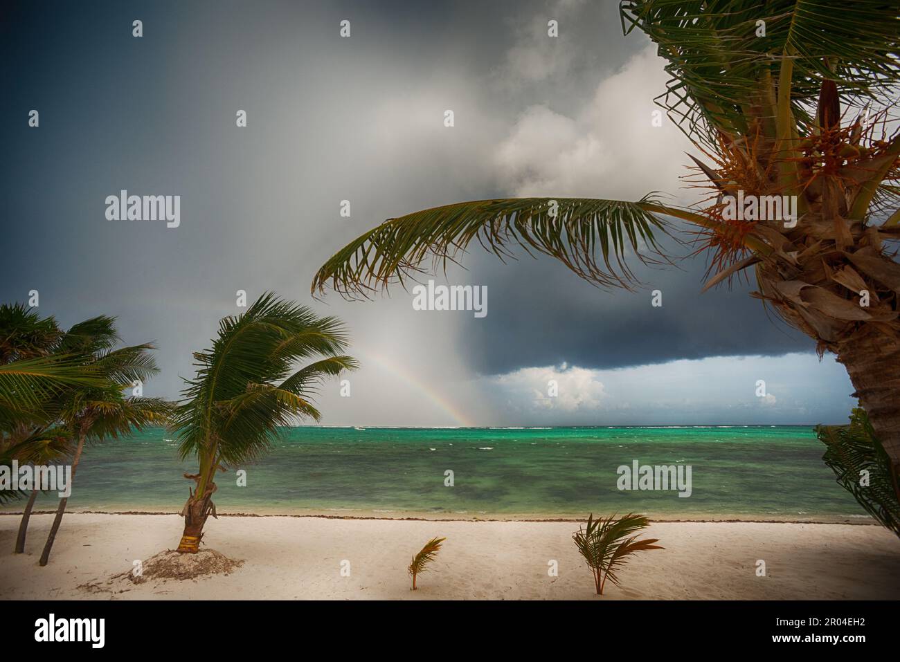 Storm on the coast of Tulum, Quintana Roo, Mexico Stock Photo - Alamy