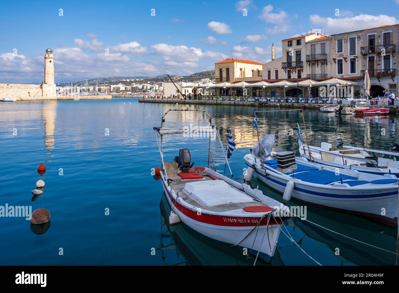 Old Venetian harbor of Rethymno, Crete, Greece Stock Photo - Alamy