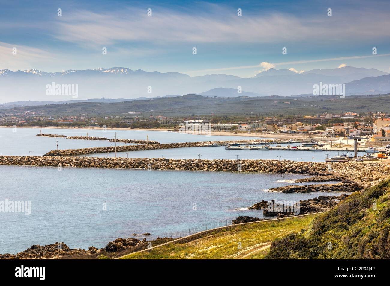 The harbour at Kolymvari, a seaside town in Crete, Greece Stock Photo ...