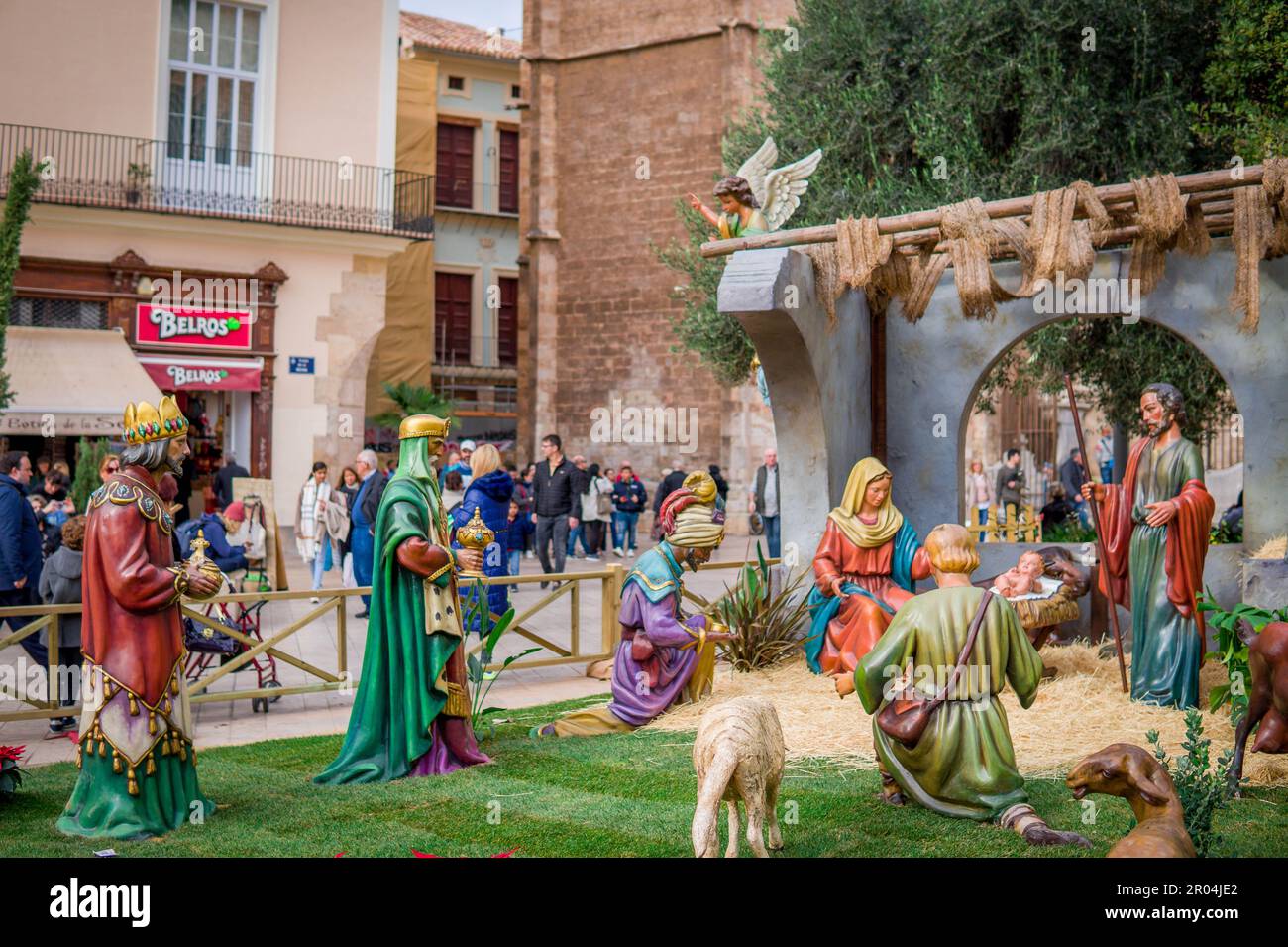 PIcture of Figures of the Christmas Nativity Scene in Plaza de la Reina ...