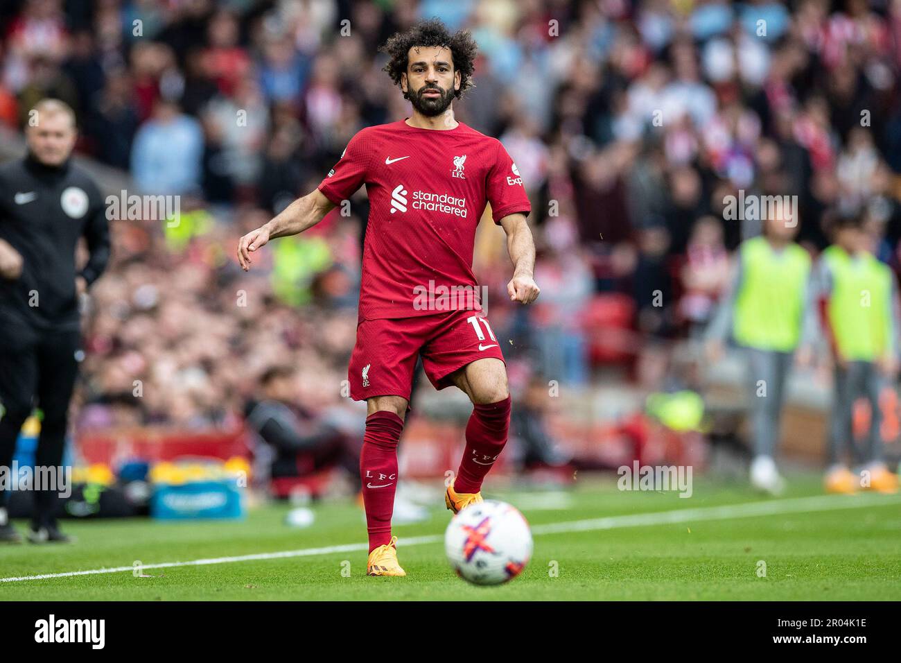 Mo Salah #11 of Liverpool during the Premier League match between ...