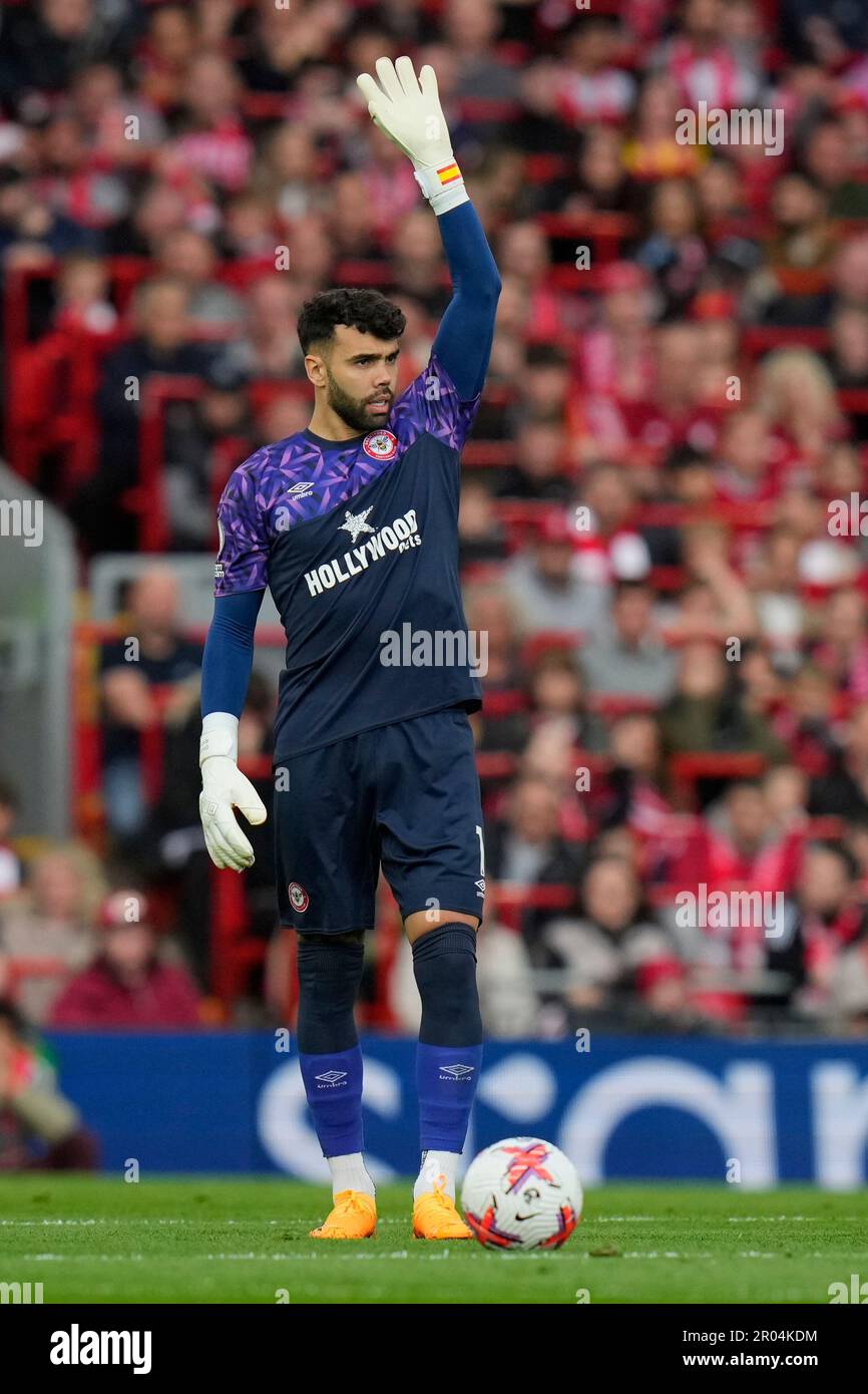David Raya #1 of Brentford signals during the Premier League match ...