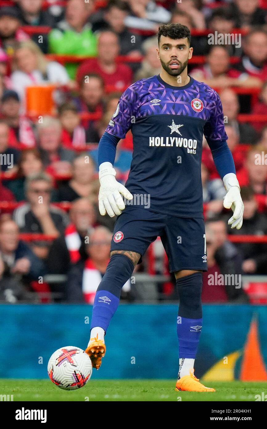 David Raya #1 of Brentford during the Premier League match Liverpool vs ...