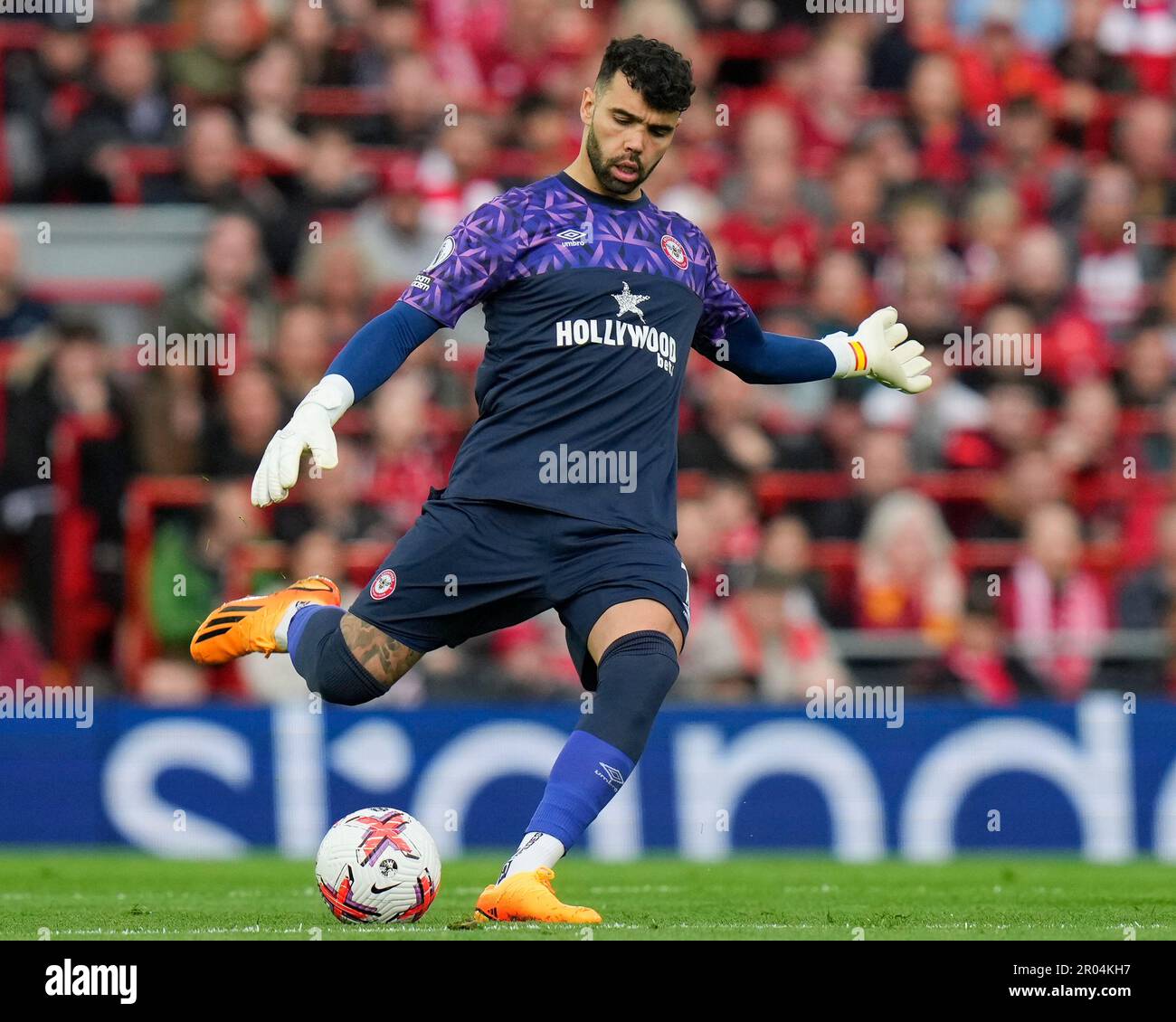 David Raya #1 of Brentford during the Premier League match Liverpool vs ...