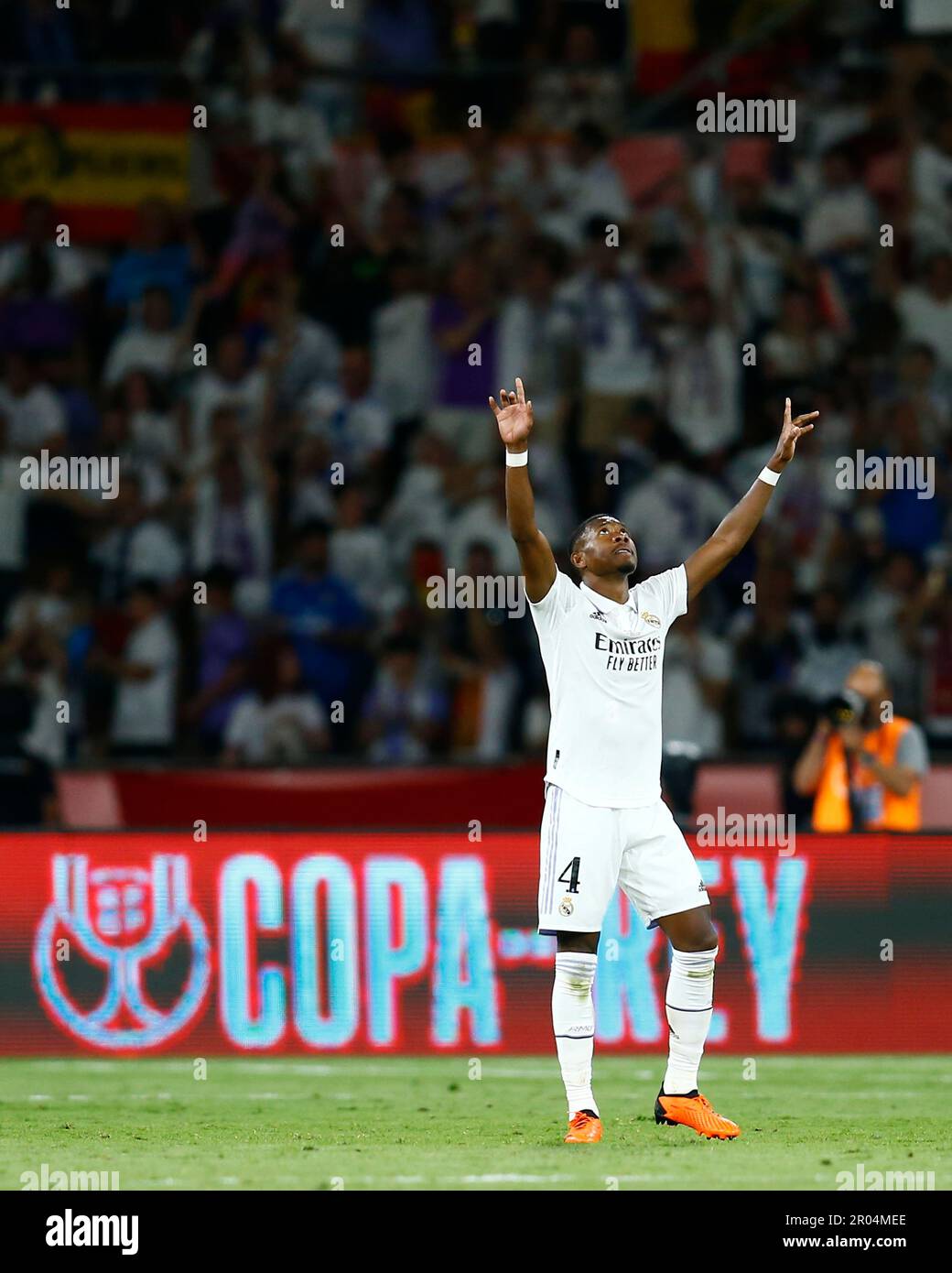 David Alaba of Real Madrid celebrates the victory at full time during ...