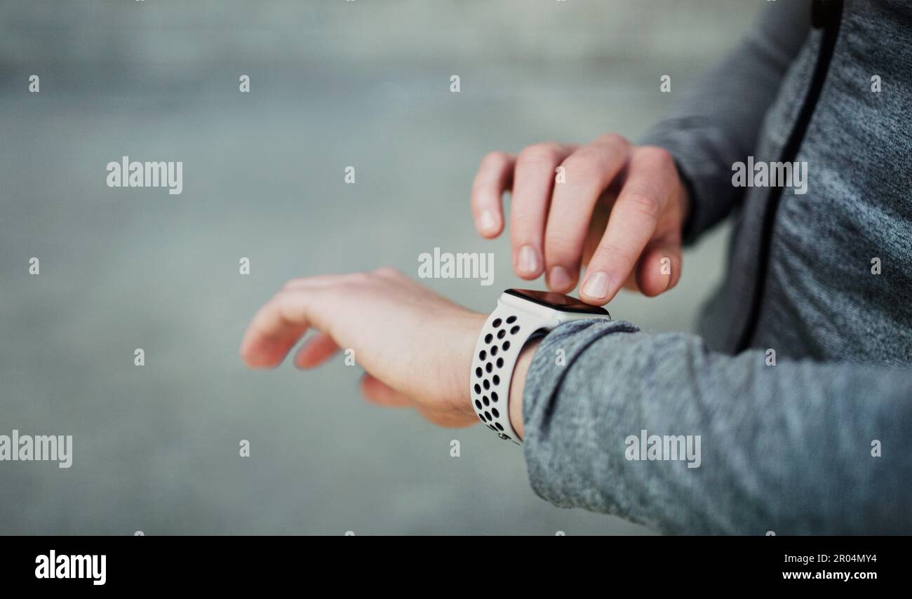 The easiest way to monitor his fitness goals. an unrecognizable man ...