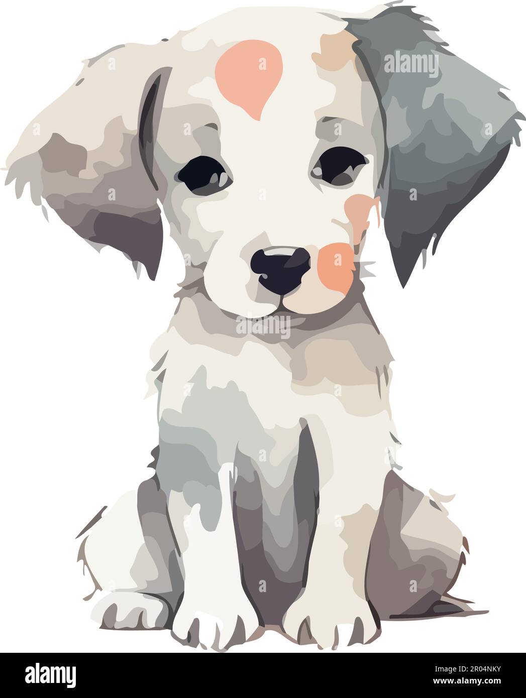 Purebred puppy sitting, looking cheerful in isolation isolated Stock ...