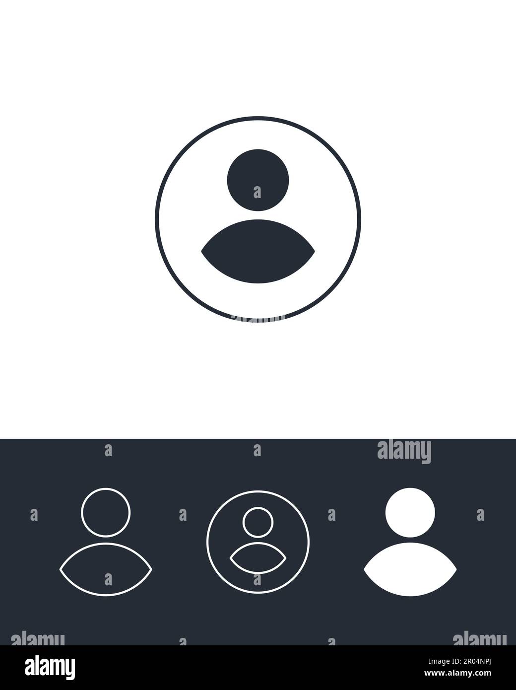 Login ID flat icons. User outline and solid symbols on black and white ...