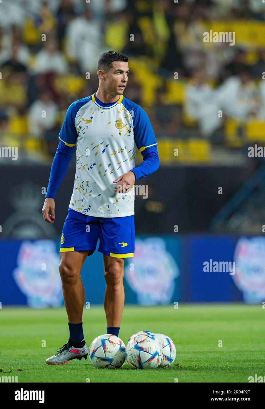 Cristiano Ronaldo of Al-Nassr FC in action against Al-Raed FC during ...