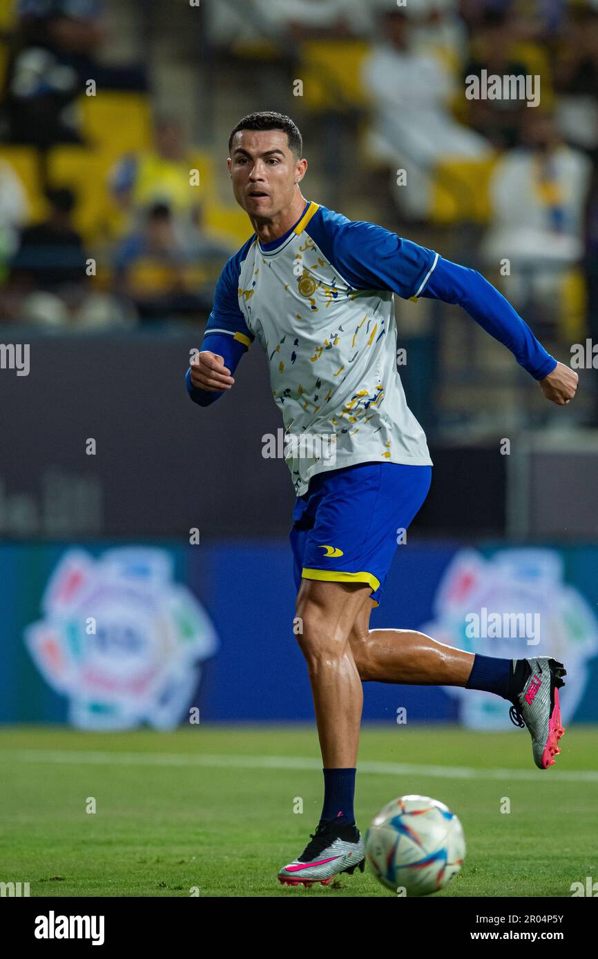 Cristiano Ronaldo of Al-Nassr FC in action against Al-Raed FC during ...