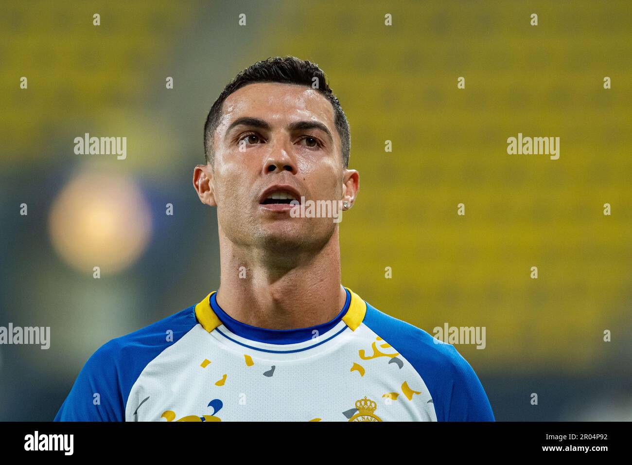 Cristiano Ronaldo of Al-Nassr FC in action against Al-Raed FC during ...