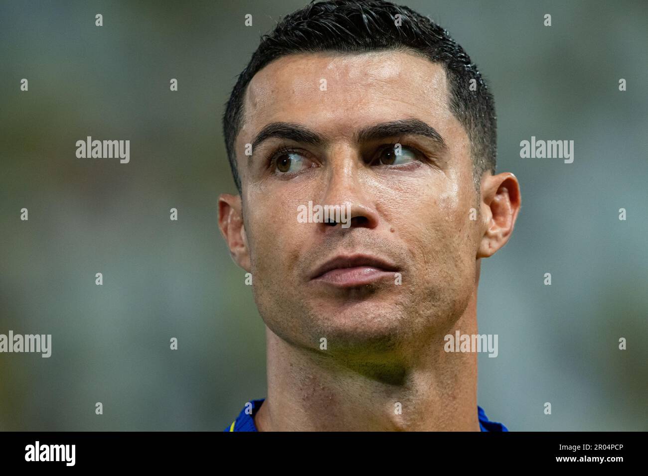 Cristiano Ronaldo of Al-Nassr FC gestures against Al-Raed FC during ...